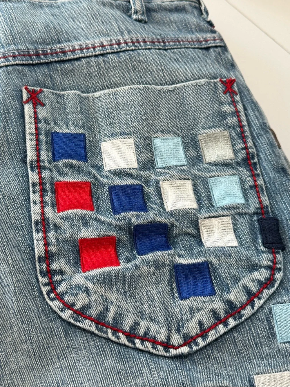 Jordan | Shorts | Vtg Jordan Jean Shorts Mens 3 Blue Baggy Patchwork ...